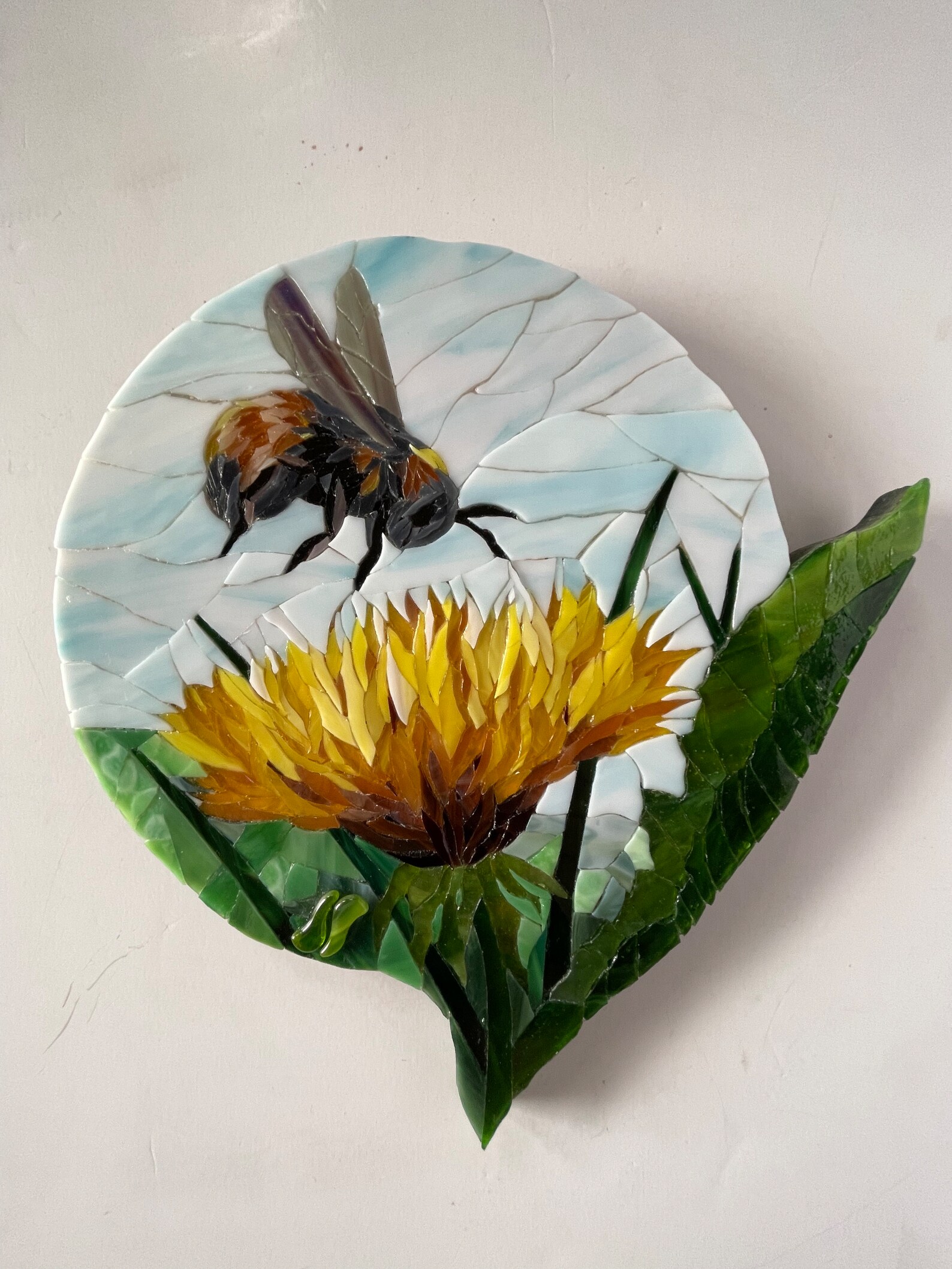Buzz - Bumble Bee and Dandelion Flower - Stained Glass Mosaic - Etsy