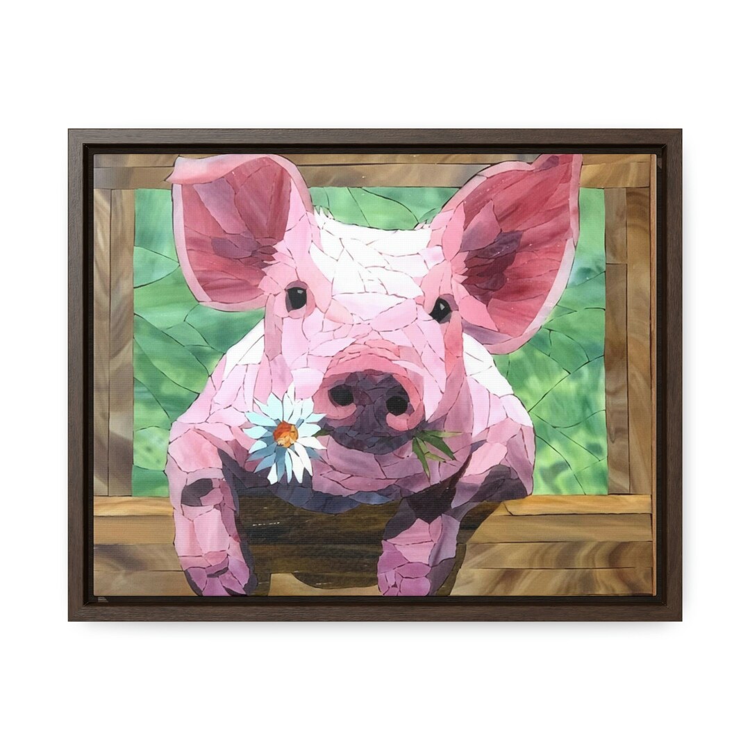 Tickled Pink - Pig and Daisy for a Daily Smile! Print - Stained Glass ...
