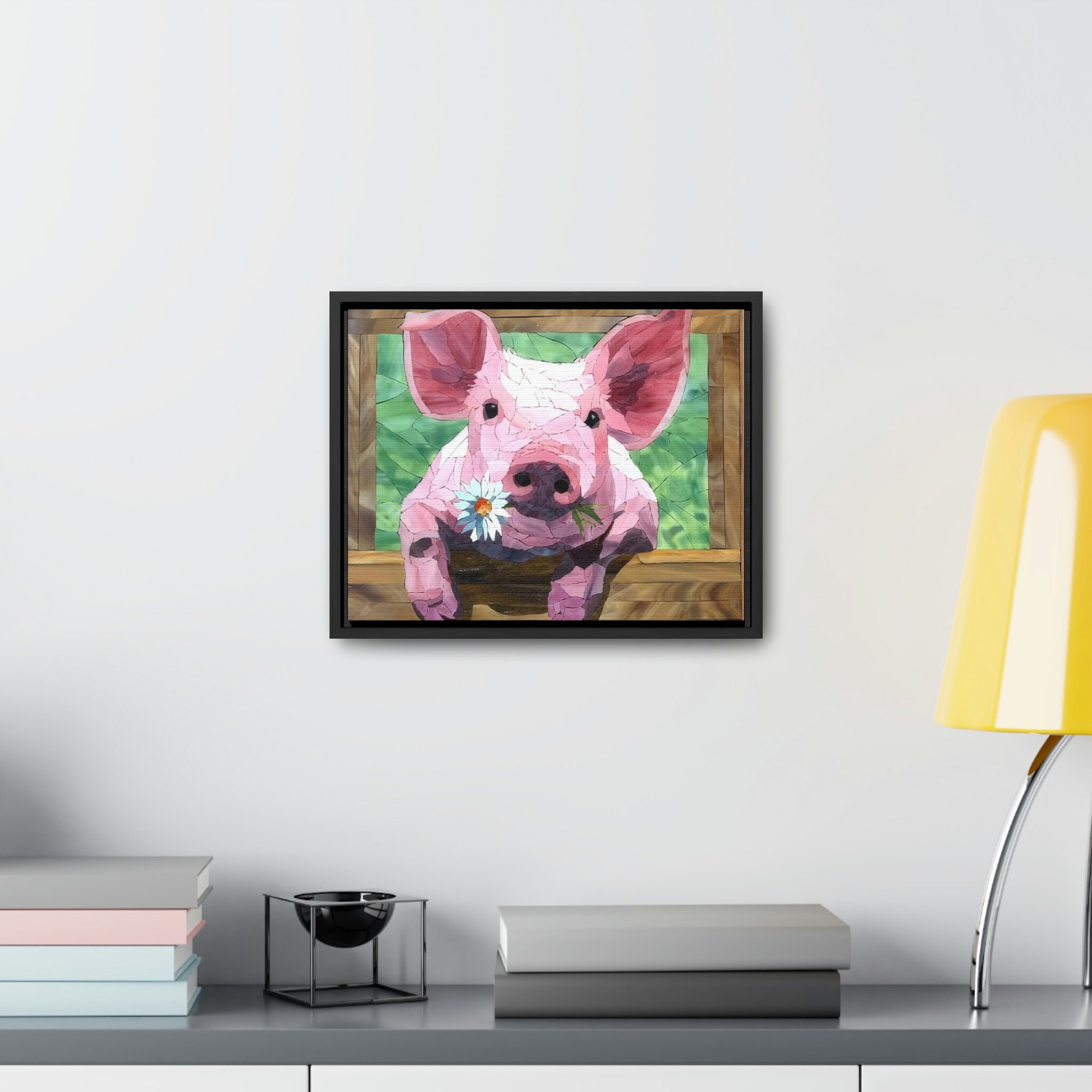 Tickled Pink - Pig and Daisy for a Daily Smile! Print - Stained Glass ...