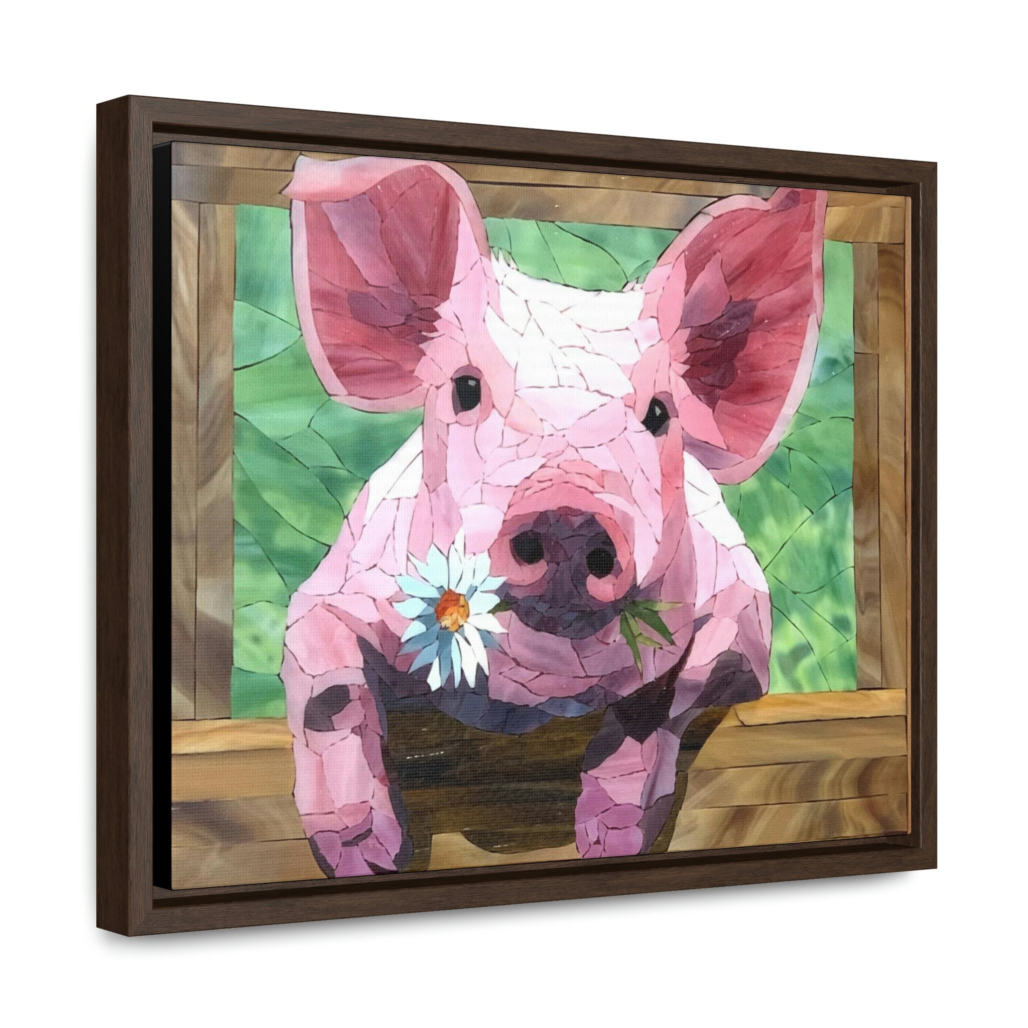 Tickled Pink - Pig and Daisy for a Daily Smile! Print - Stained Glass ...