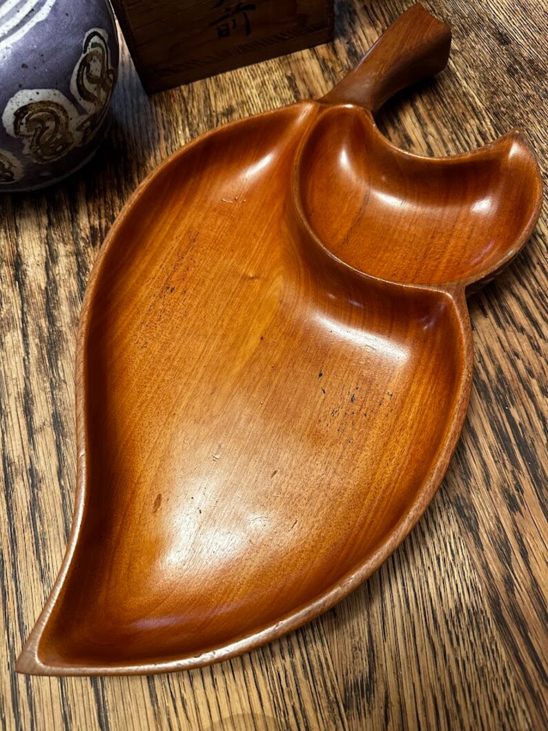 Mid Century Mahogany Nut Dish / Snack Platter Made in Haiti by ...