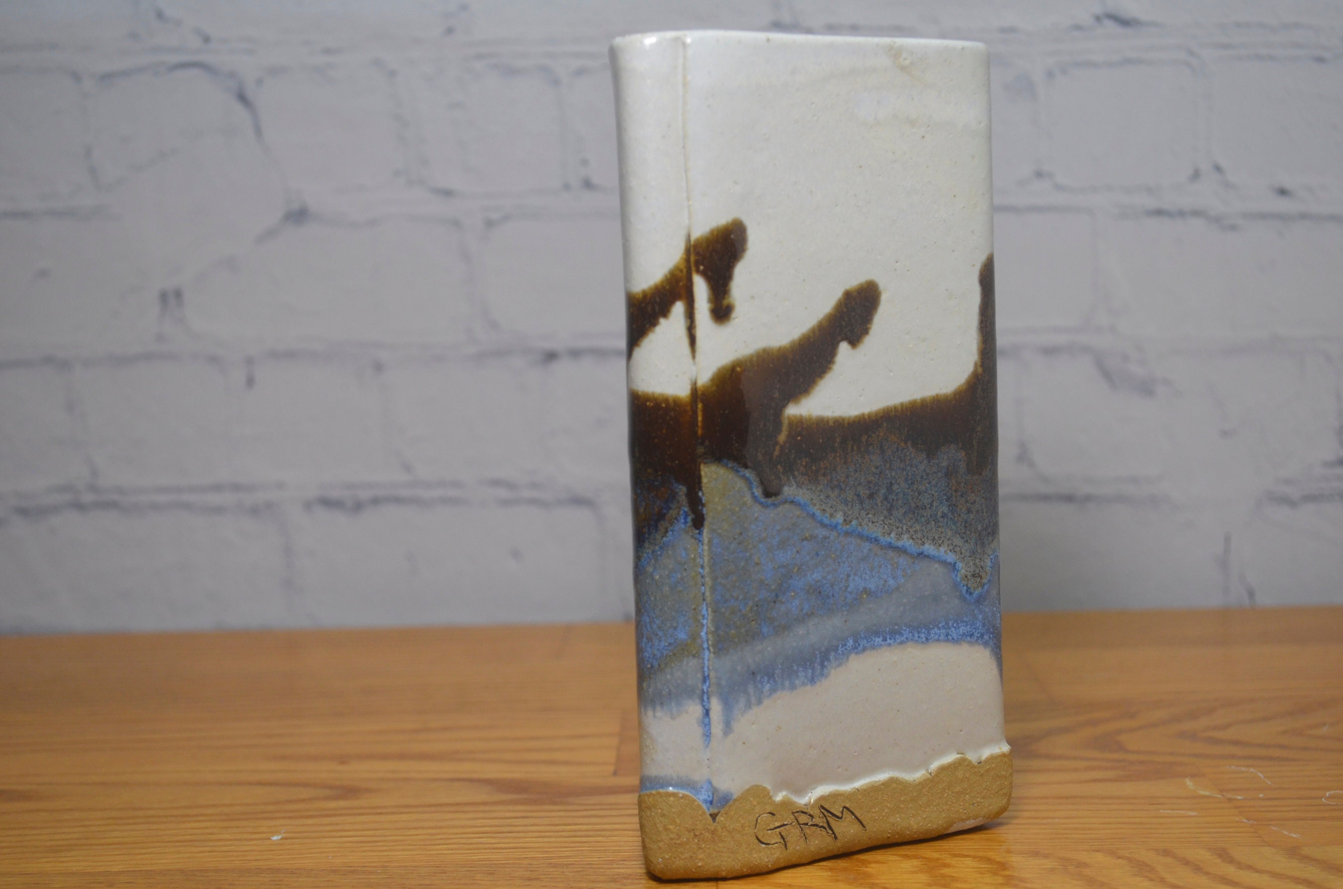 Triangular Shaped Studio Pottery Vase - Unique MCM 70's Style Vintage ...