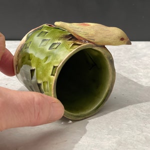 Studio Pottery Bud Vases With Sculpted Birds - Artisan Ceramic Vase ...