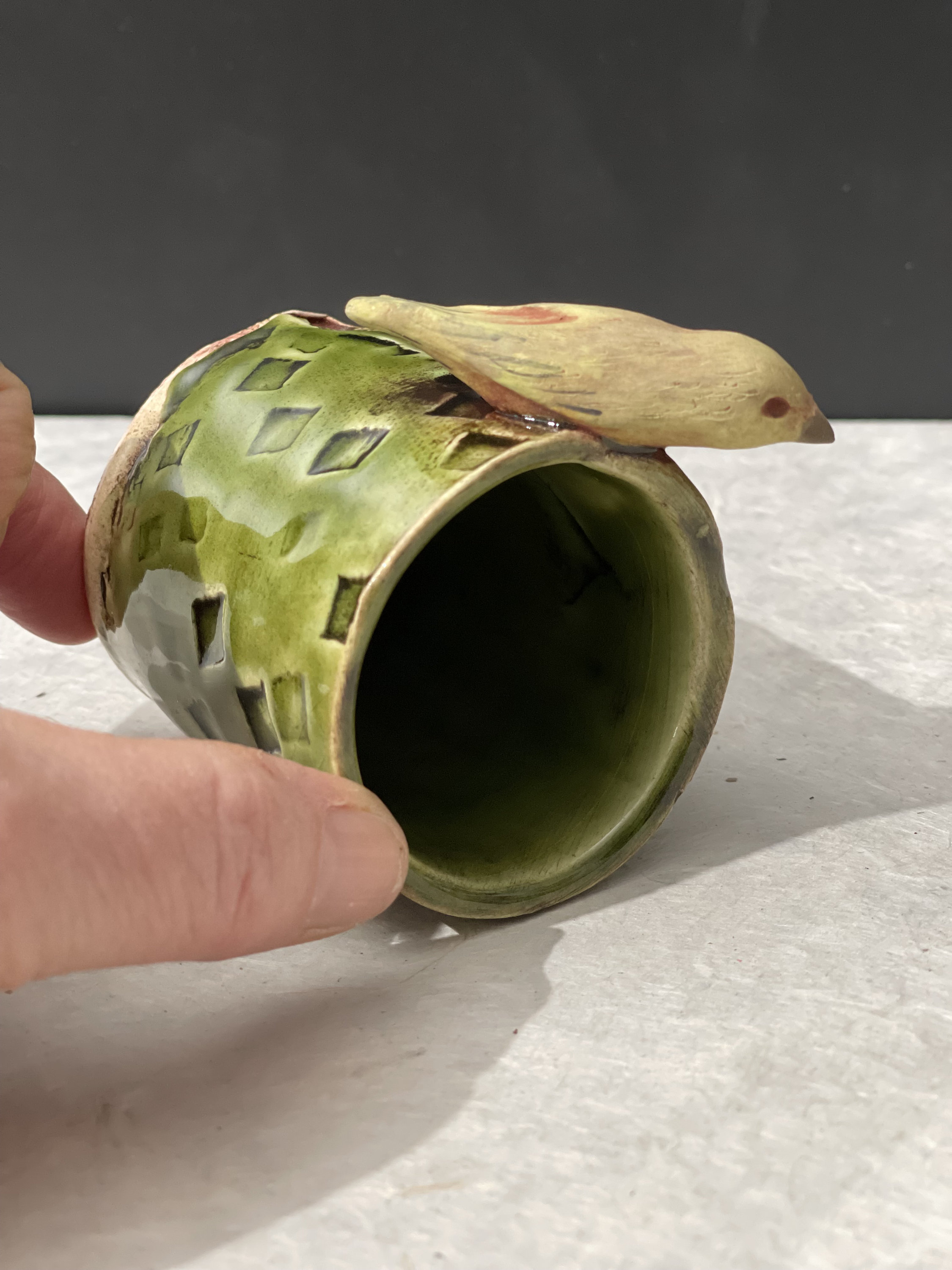 Studio Pottery Bud Vases With Sculpted Birds Artisan Ceramic Vase ...