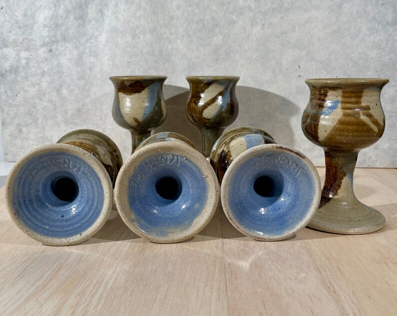6 Vintage Handmade Stoneware Goblets - Studio Pottery Goblets for Wine ...