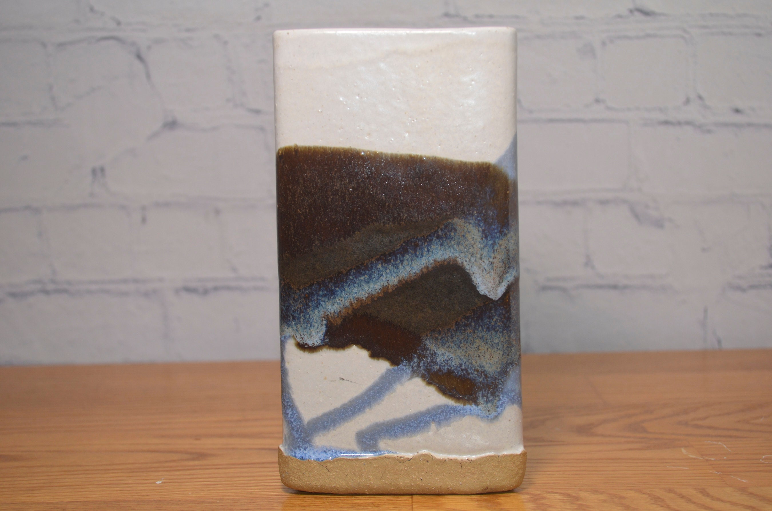 Triangular Shaped Studio Pottery Vase Unique MCM 70's Style Vintage ...