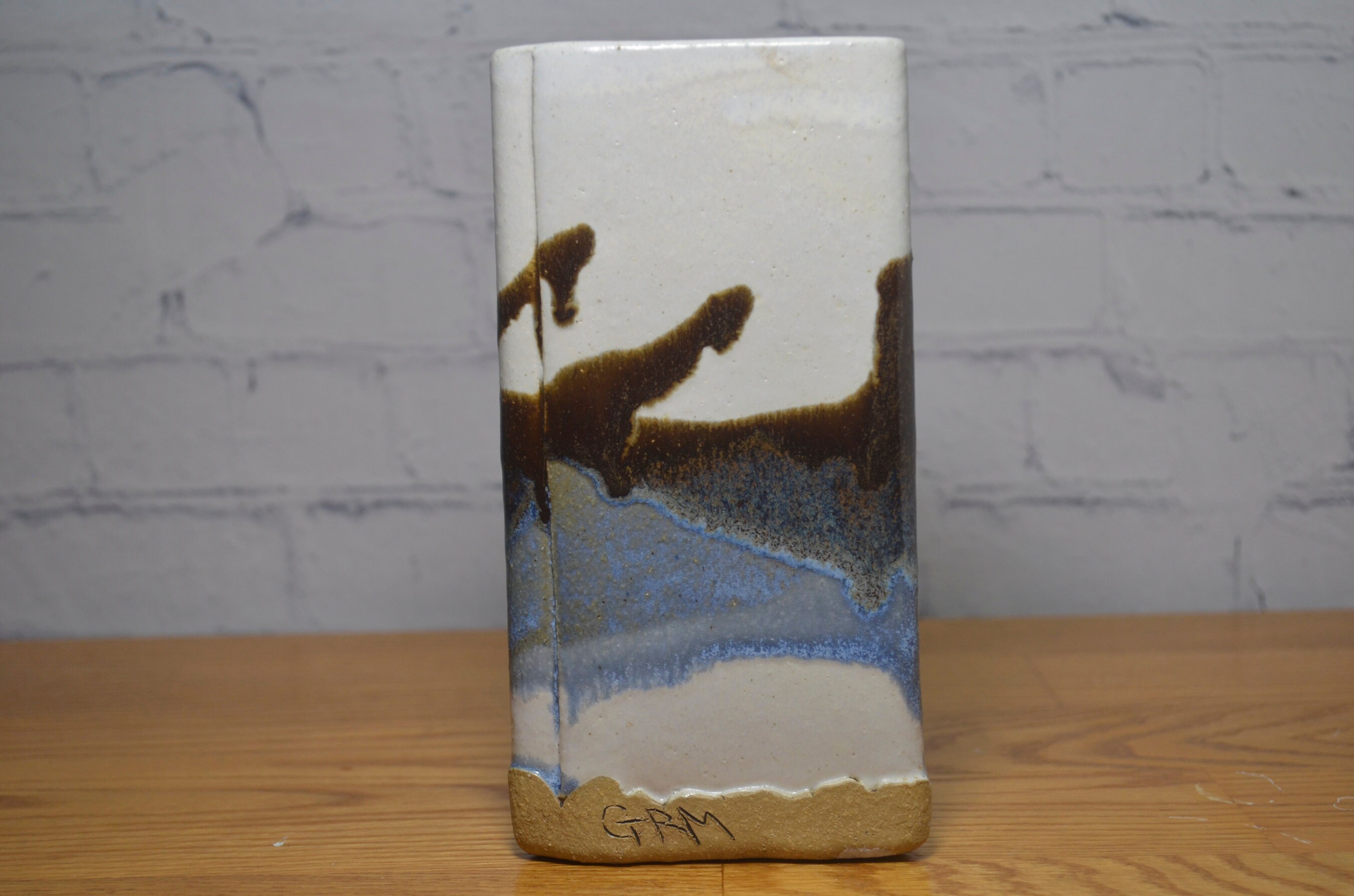 Triangular Shaped Studio Pottery Vase - Unique MCM 70's Style Vintage ...