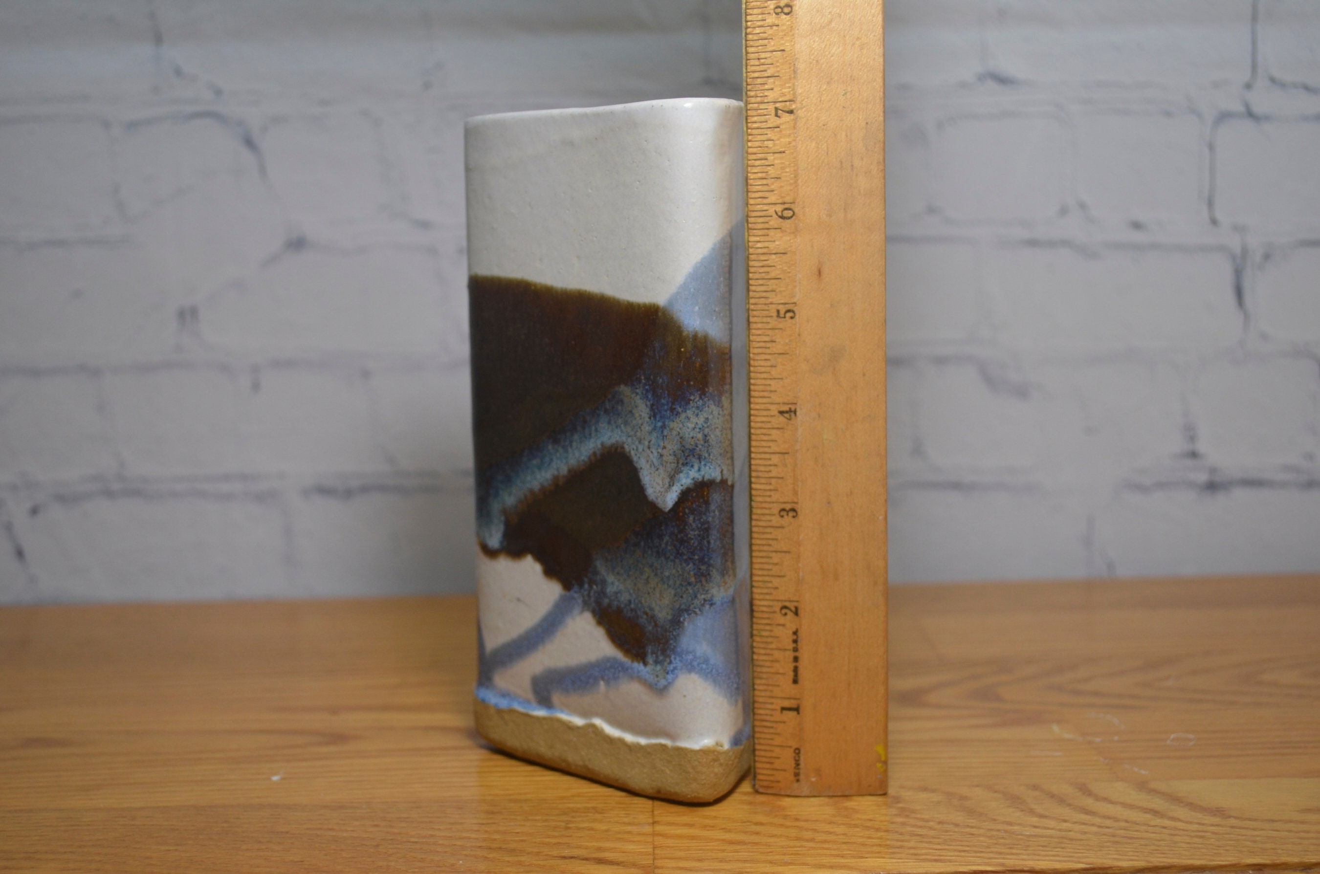 Triangular Shaped Studio Pottery Vase - Unique MCM 70's Style Vintage ...