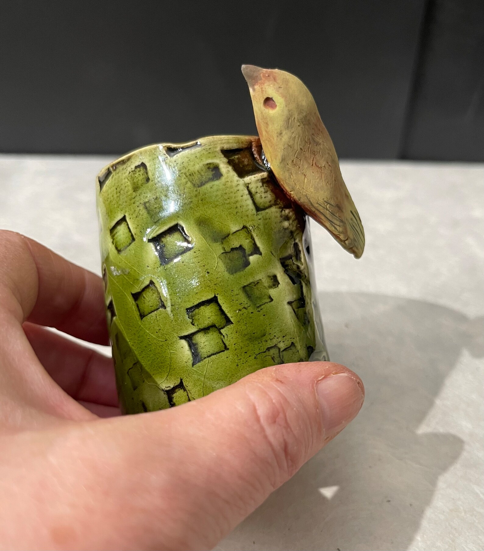 Studio Pottery Bud Vases With Sculpted Birds Artisan Ceramic Vase ...