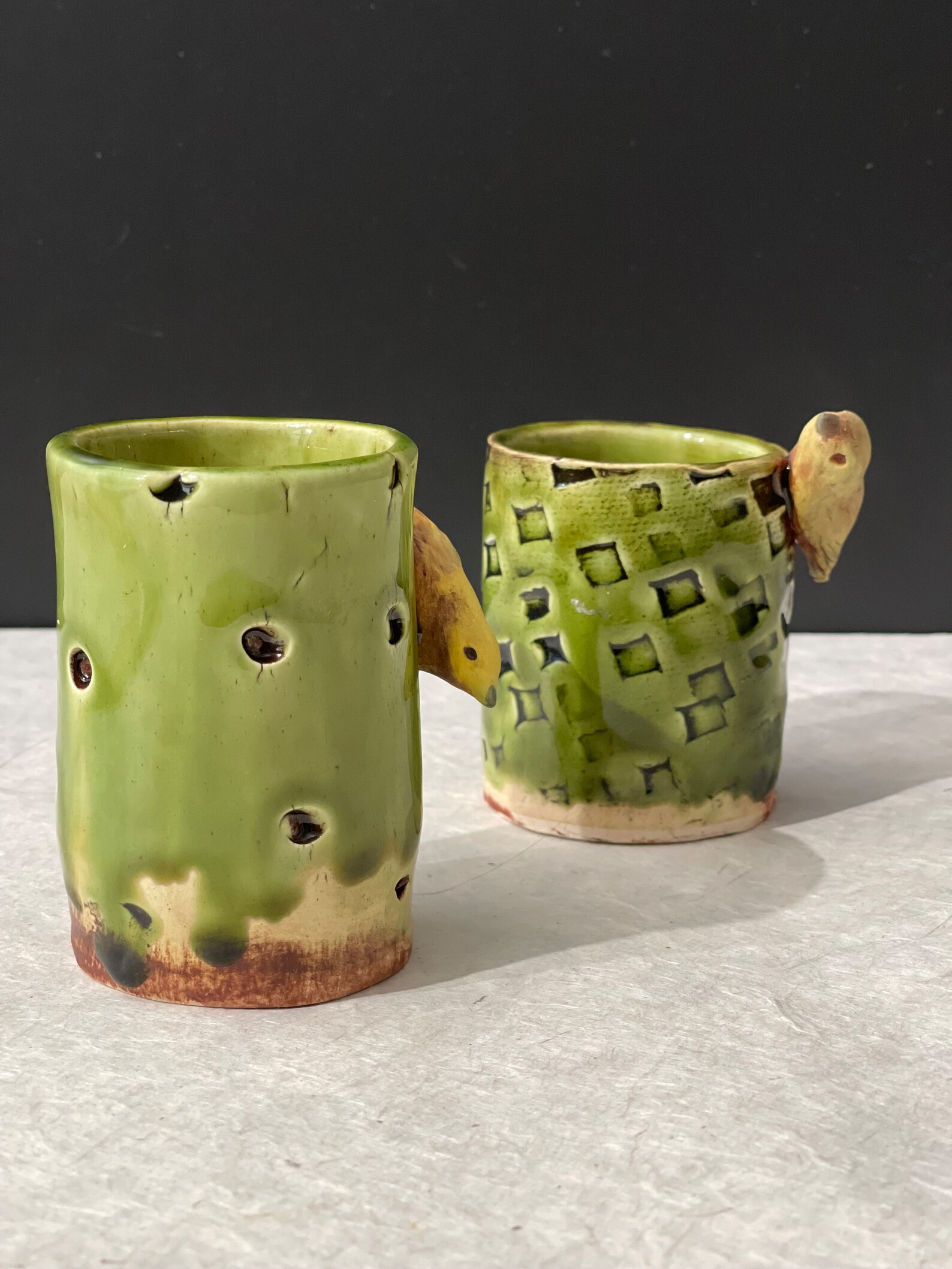 Studio Pottery Bud Vases With Sculpted Birds Artisan Ceramic Vase ...