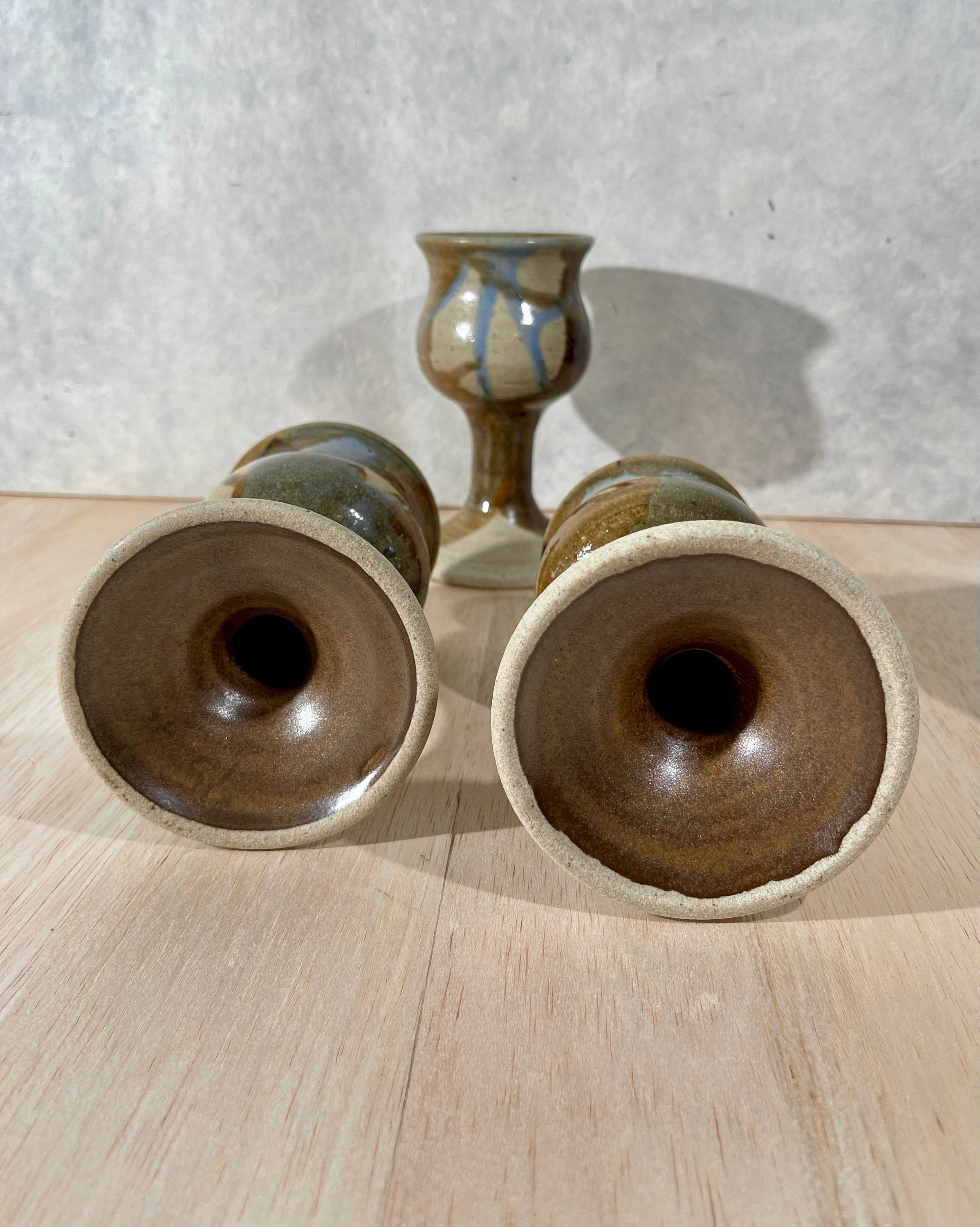 6 Vintage Handmade Stoneware Goblets - Studio Pottery Goblets for Wine ...