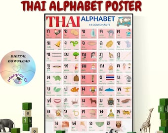 Instant Download Thai Wall Art Asian Alphabet Print Thai Alphabet Print ...