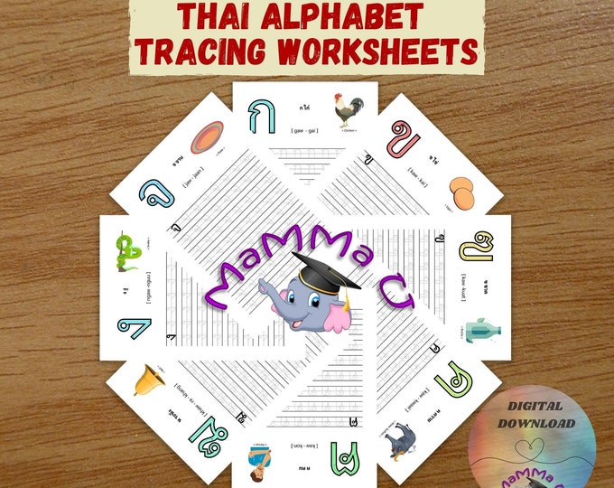 Thai Alphabet Vowels and Consonants Worksheets Notebook Digital ...