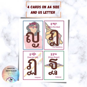 THAI Alphabet FLASHCARD With Picture,learning Thai,thai Language,pdf ...