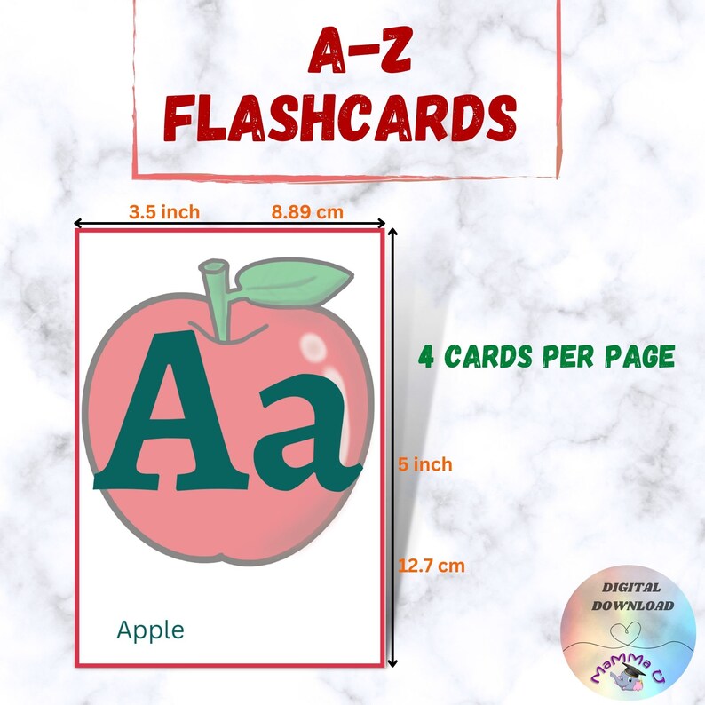 Alphabet Cards Printable ABC Flashcards Toddler Preschool - Etsy