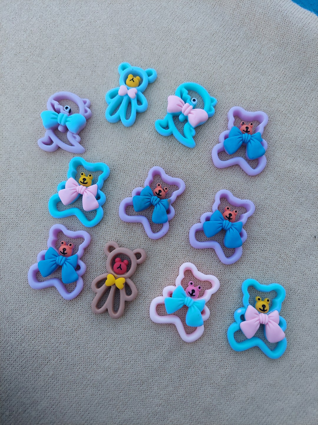 10 Pc Flat Back Charm Kawaii Craft Charm Supplies Mixed Color Cabochons ...