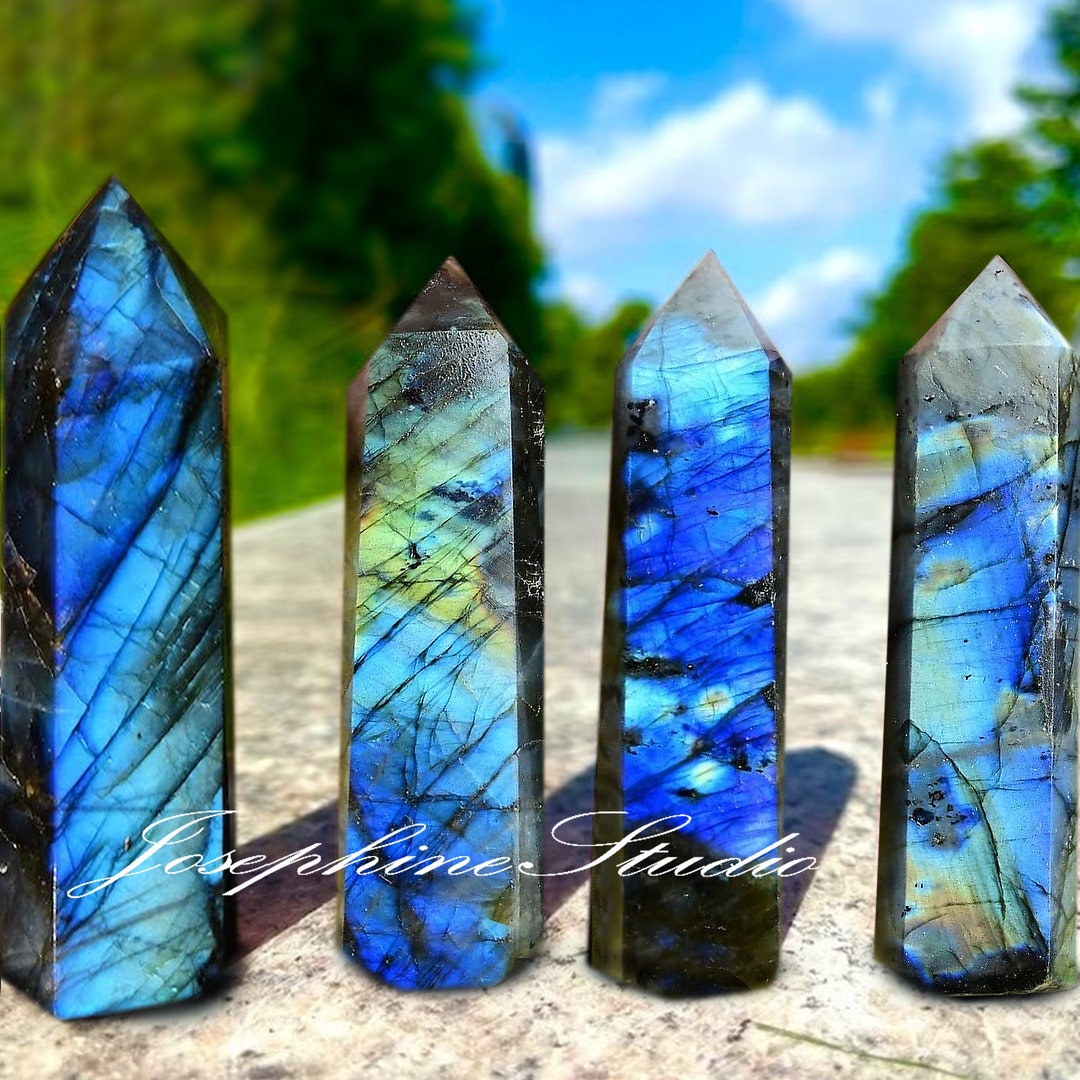 Genuine Labradorite Crystal Wands Obelisk Tower Point, Healing Reiki ...