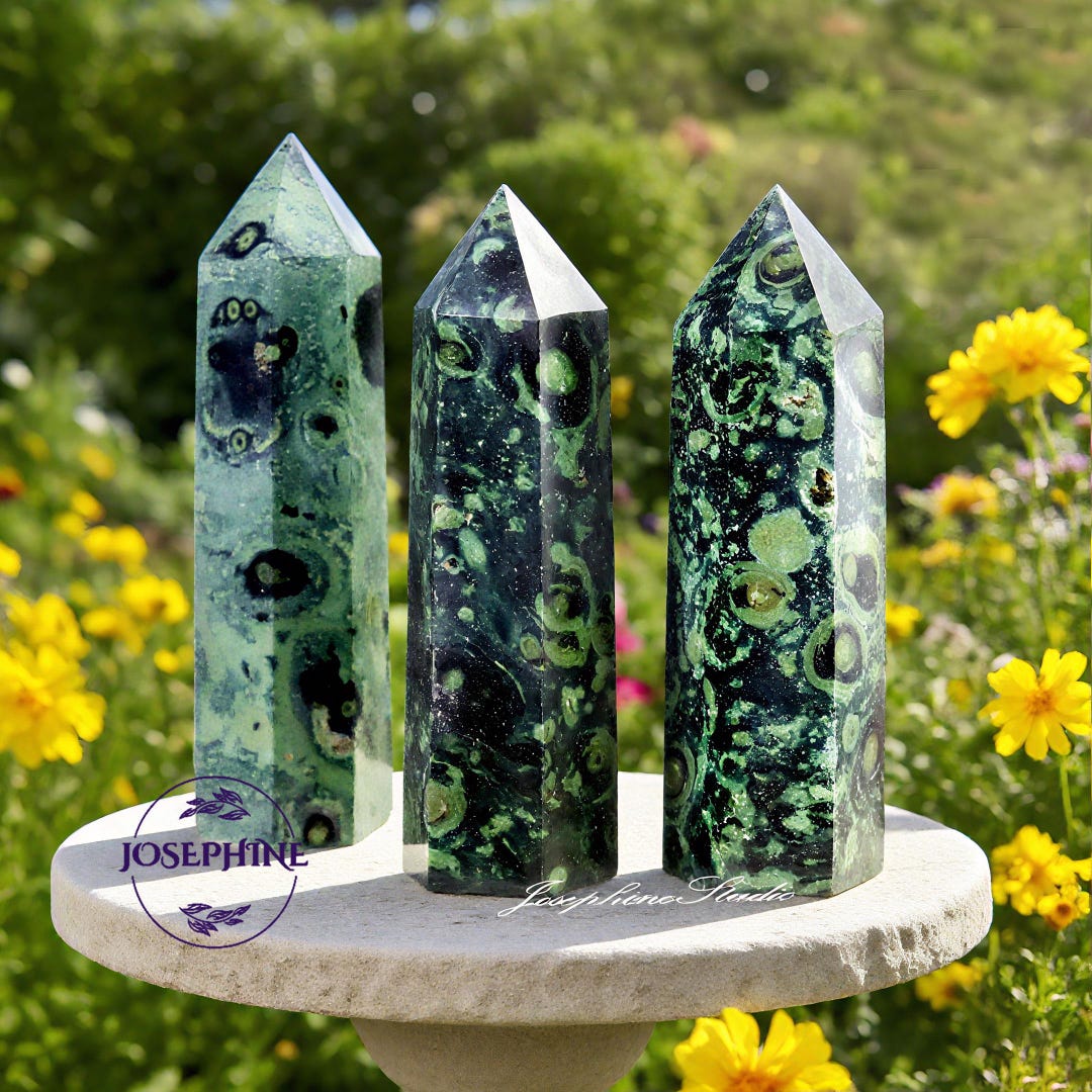 Kambaba Jasper Crystal Wand Obelisk Tower Point, Healing Reiki ...
