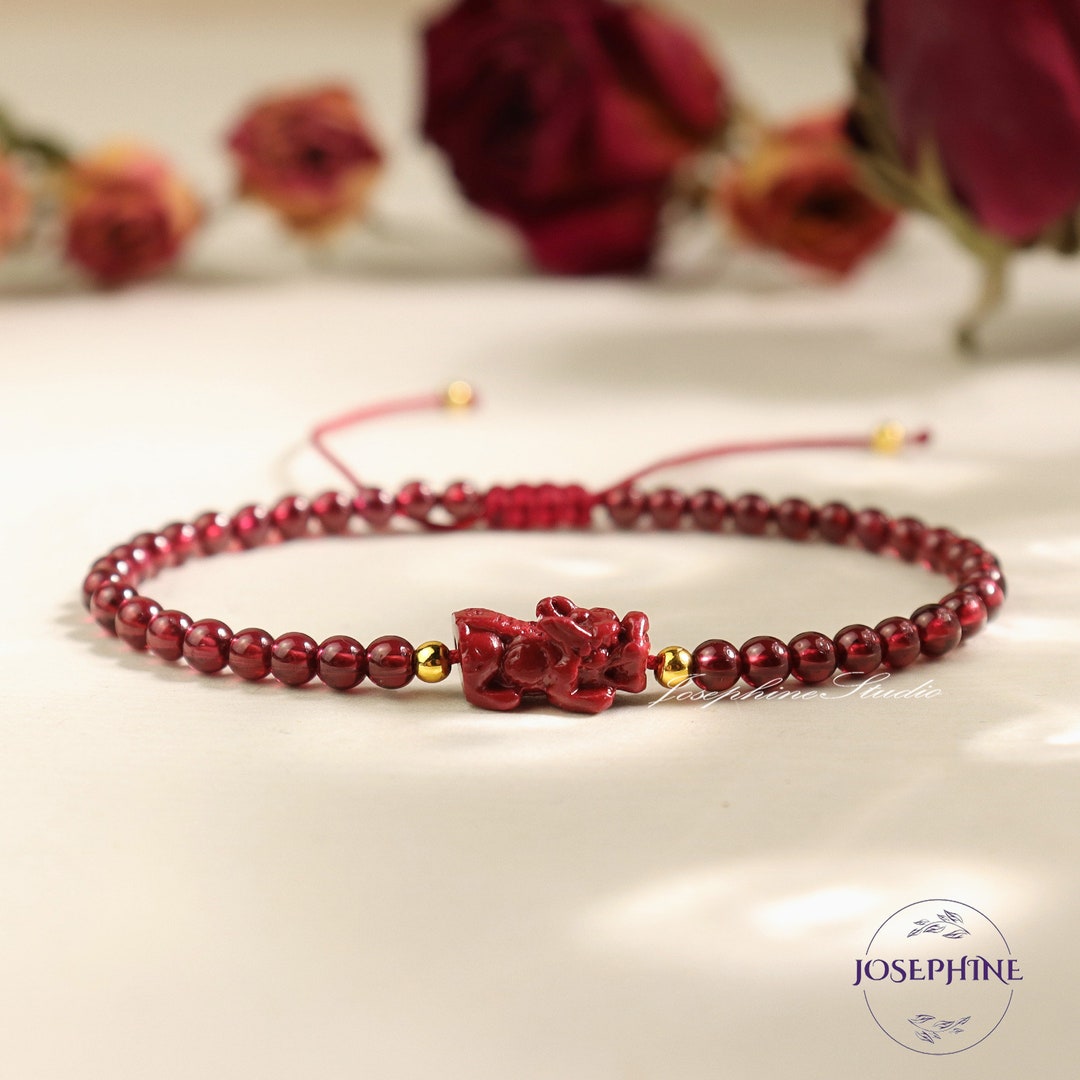 Bracelet minimaliste de pierres précieuses de perles de grenat ...