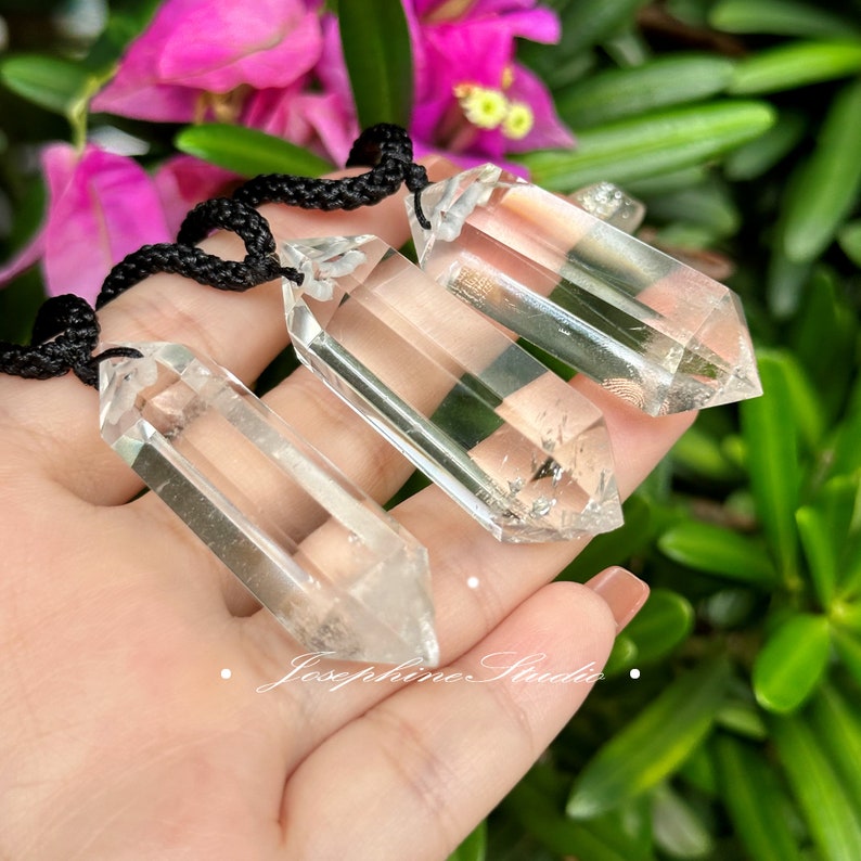Natural Clear Quartz Necklace, Hexagonal Point Pendant , Healing Chakra ...