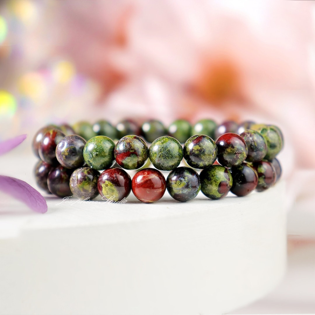 Blood Stone Bracelet, Dragon Blood Jasper 8mm Round Bead Stretch ...