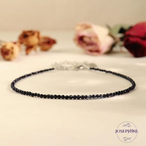 Black Obsidian Anklet, 2mm Tiny Beads Natural Black Stone Anklet ...