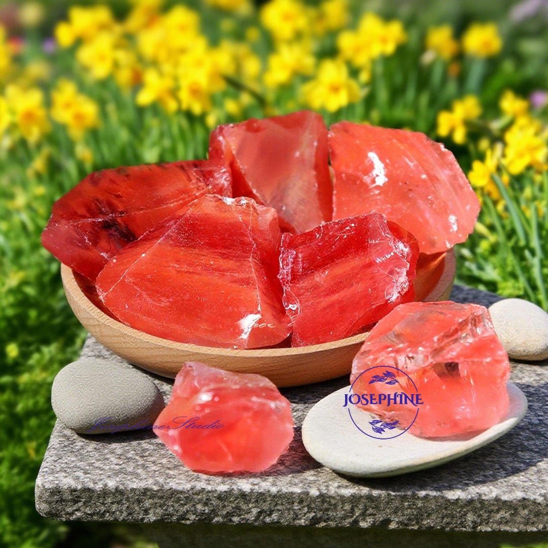 Raw Rough Cherry Quartz Crystal, 1.5"-2" Red Crystal Chunks, Healing ...