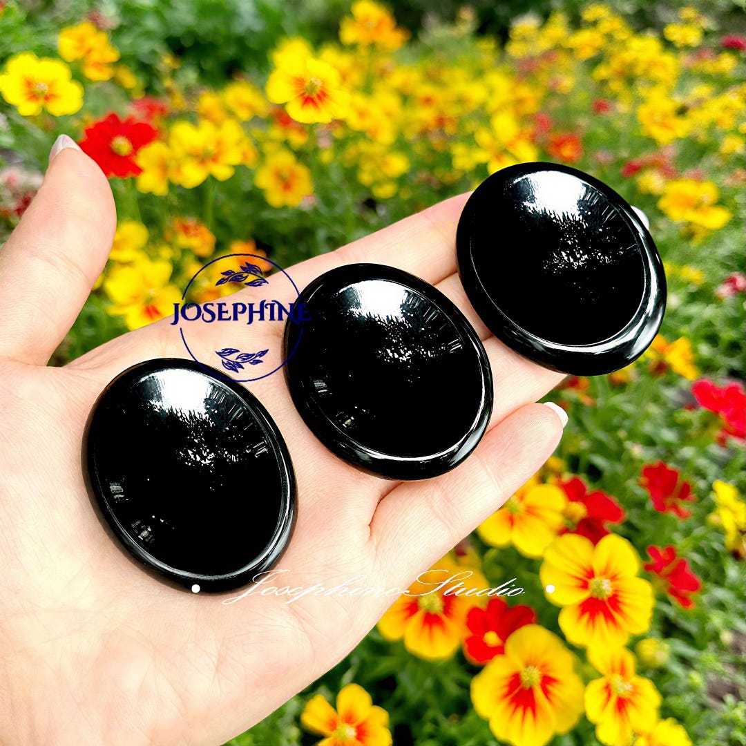 Natural Black Obsidian Worry Stone, Palm Stone, Smooth Polished Tumbled ...