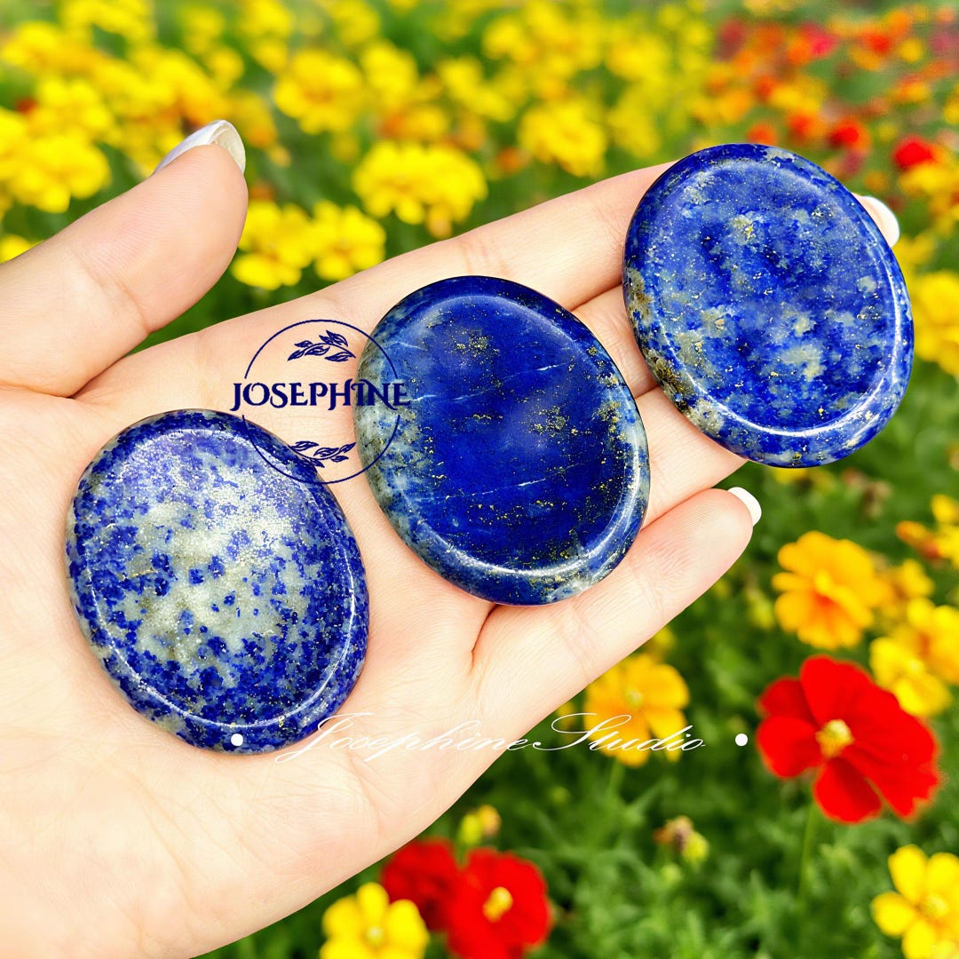 Lapis Lazuli Worry Stone, Palm Stone, Smooth Polished Tumbled Stone ...