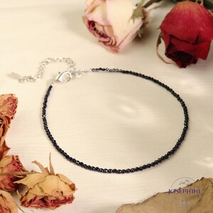 Black Obsidian Anklet, 2mm Tiny Beads Natural Black Stone Anklet ...