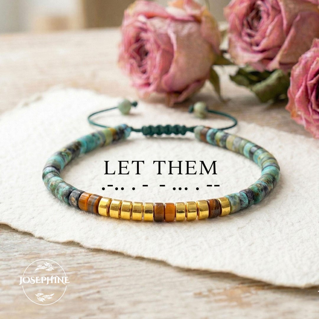 African Turquoise "let Them" Morse Code Bracelet – Custom Personalized ...