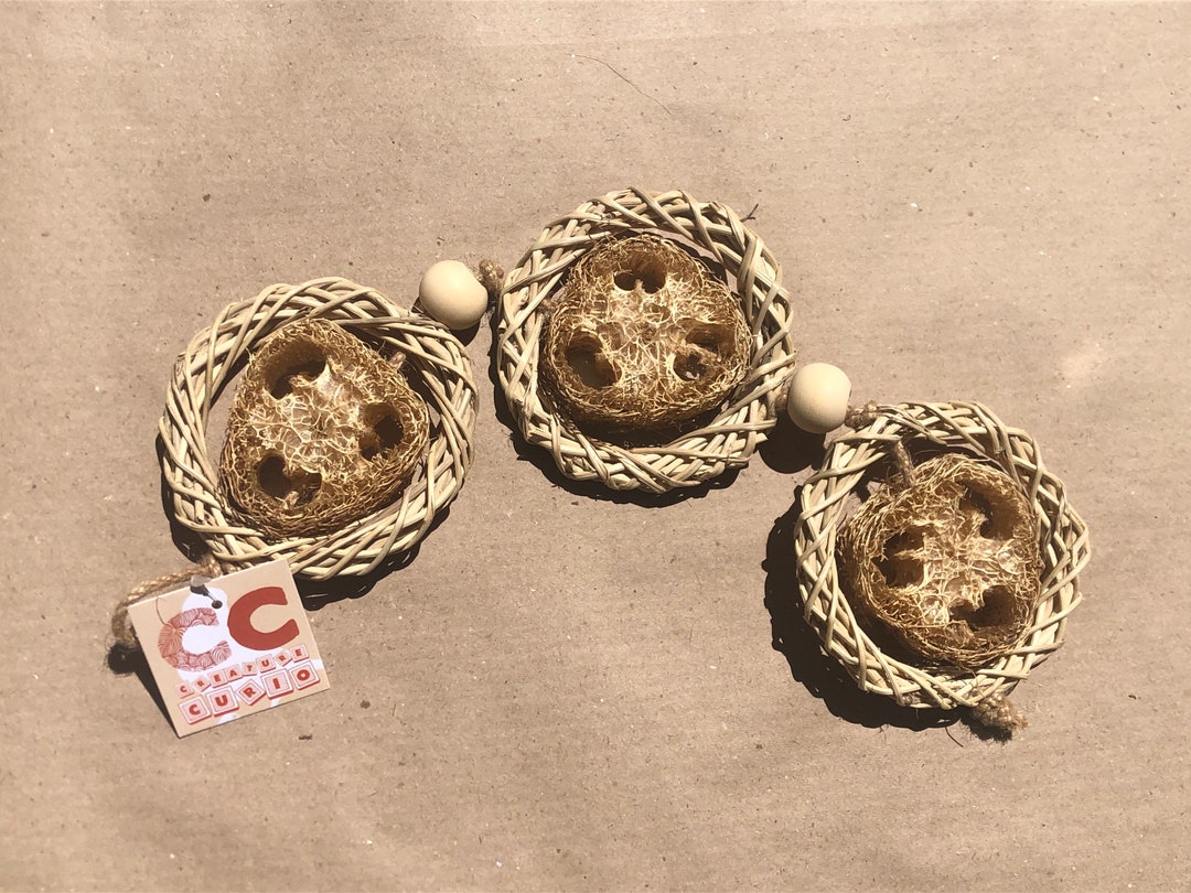 Calico Toy Medium Bird Toy Vine, String, and Luffa/loofah - Etsy
