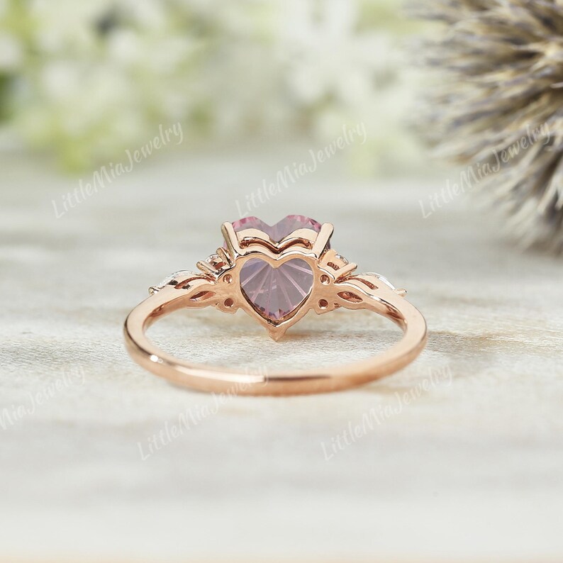 Firework Cut Heart Shaped Pink Sapphire Engagement Ring Rose Gold ...