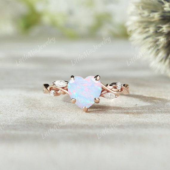 Heart shaped opal engagement ring store