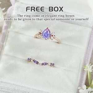 Firework Cut Alexandrite Engagement Ring Set Unique Rose Gold Marquise ...