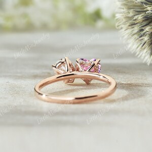 Two Stone Heart Shaped Pink Sapphire Engagement Ring Rose Gold Toi Et ...