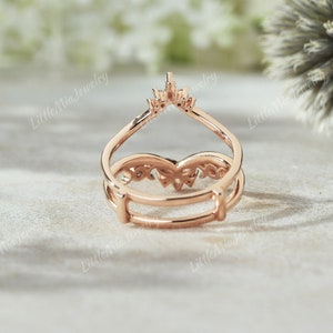 Unique Double Curved Moissanite Wedding Band Solid Gold Moissanite Ring ...