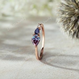 Vintage Alexandrite Engagement Ring Alexandrite Rings for Women Galaxy ...