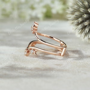 Unique Double Curved Moissanite Wedding Band Solid Gold Moissanite Ring ...