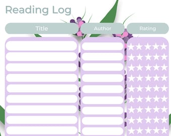 Printable Reading Log, Reading Tracker, Book Log, Reading Diary - Etsy