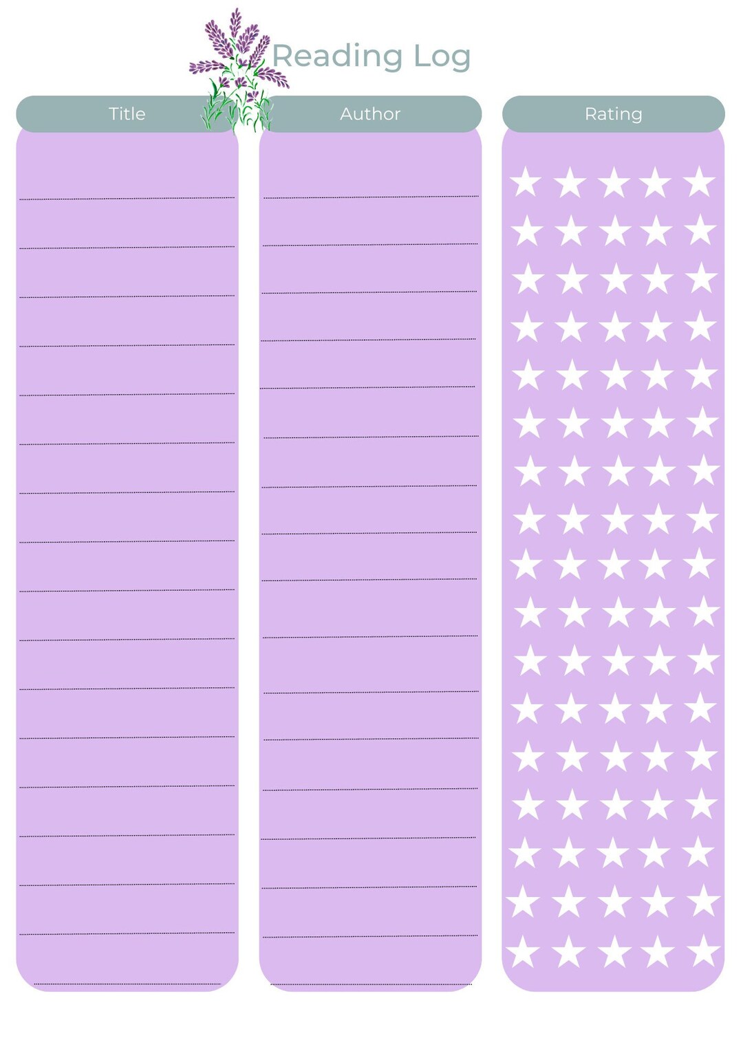 Printable Reading Log, Reading Tracker, Book Log, Reading Diary - Etsy