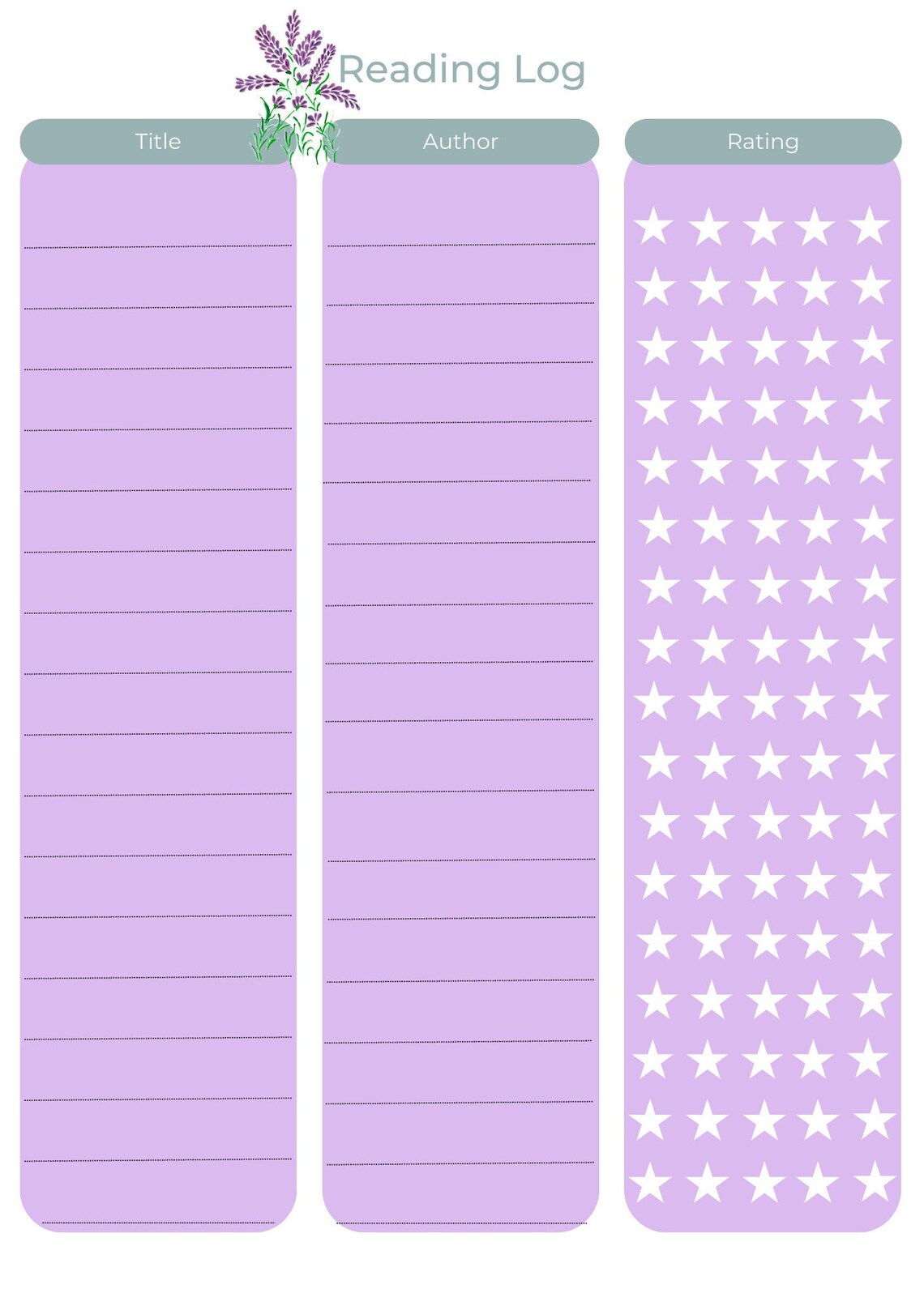 Printable Reading Log, Reading Tracker, Book Log, Reading Diary - Etsy