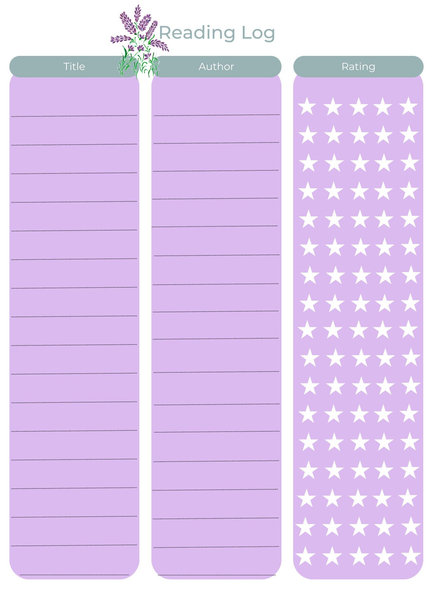 Printable Reading Log, Reading Tracker, Book Log, Reading Diary - Etsy