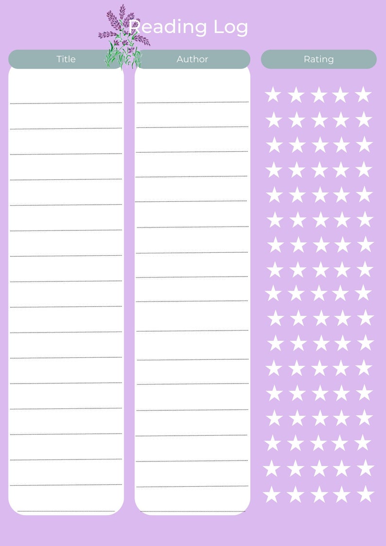 Printable Reading Log Reading Tracker Book Log Reading - Etsy
