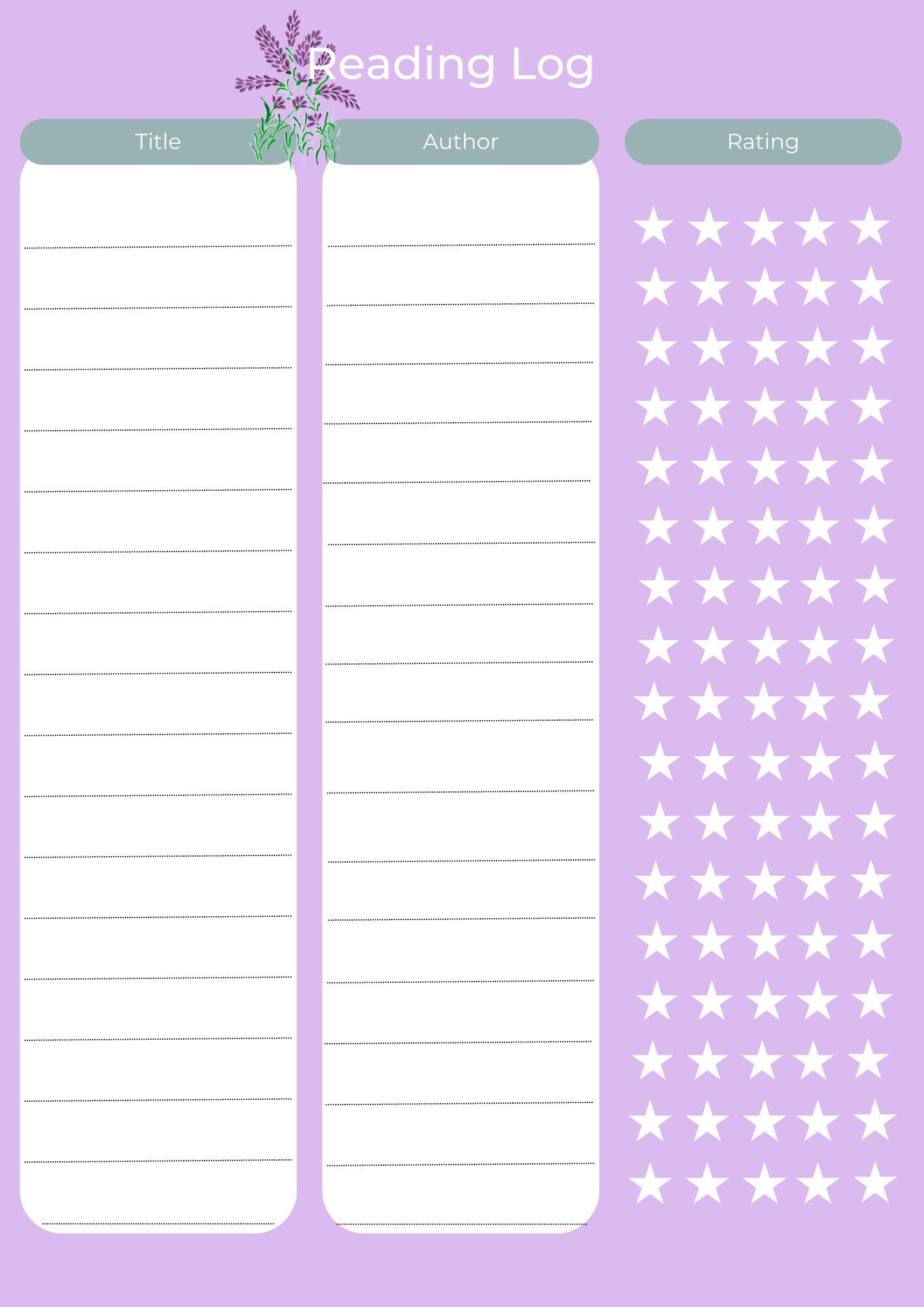 Printable Reading Log, Reading Tracker, Book Log, Reading Diary - Etsy