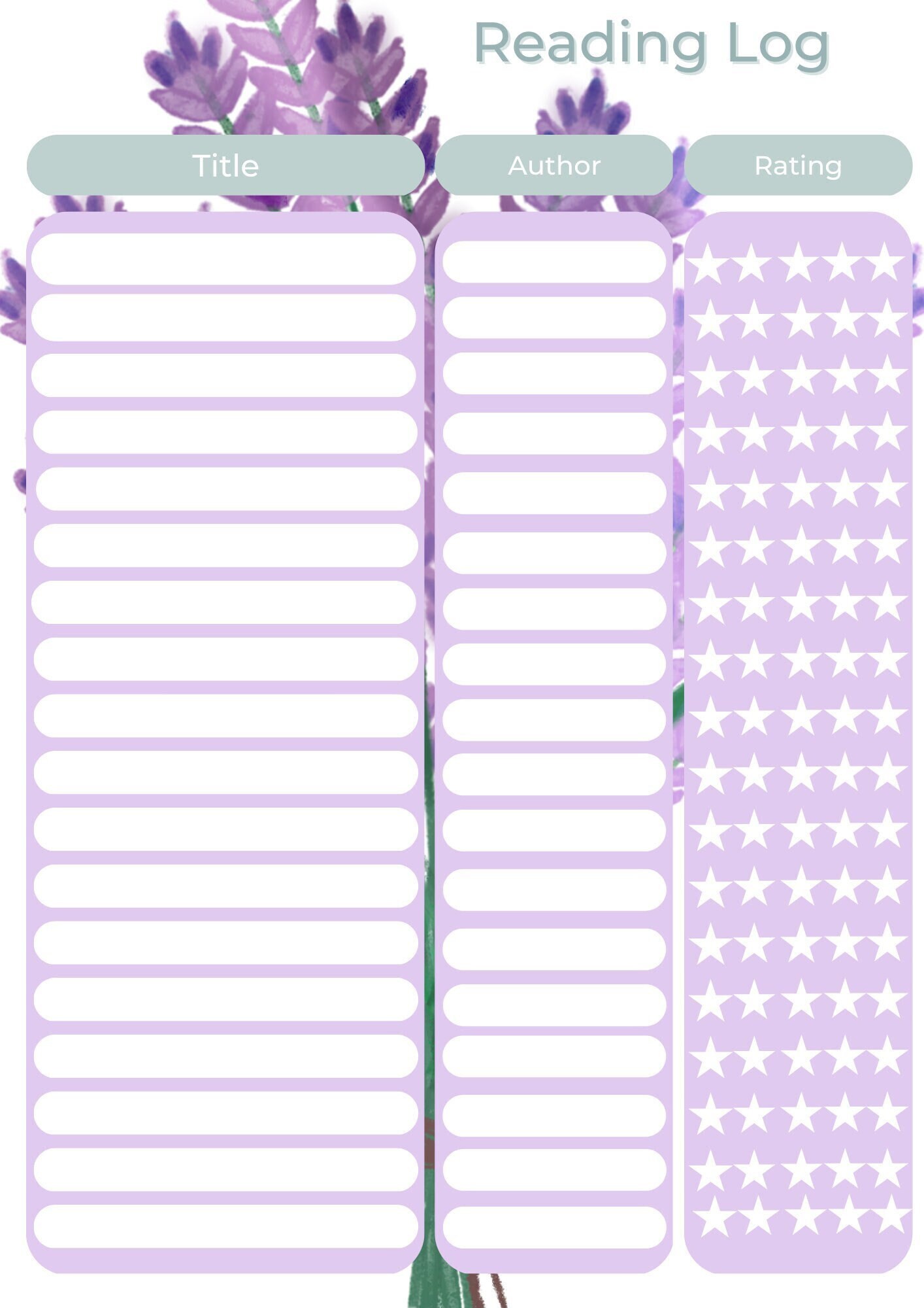 Printable Reading Log, Reading Tracker, Book Log, Reading Diary - Etsy