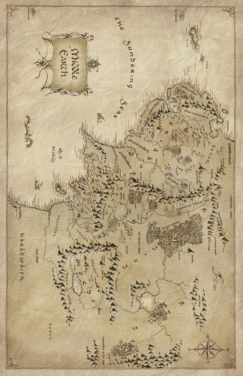 Map of Middle Earth Lord of the Rings Png Digital - Etsy