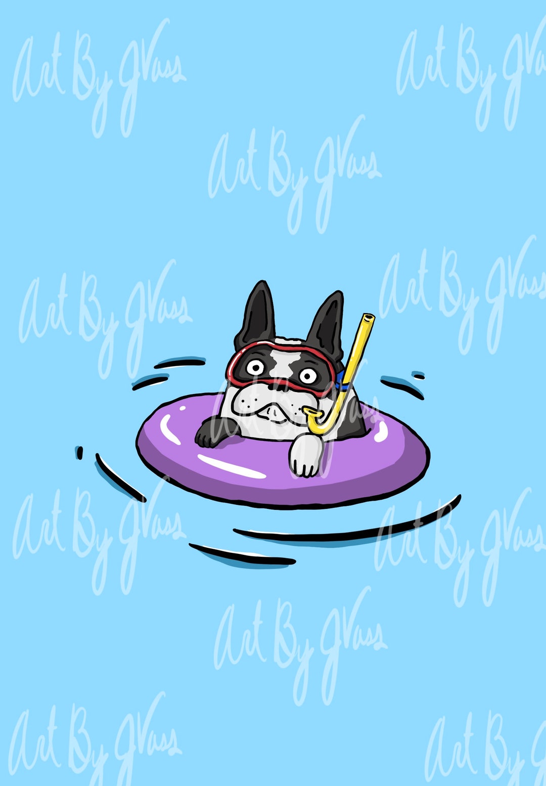 Gone Swimming Frenchie Downloadable Art Print - Etsy