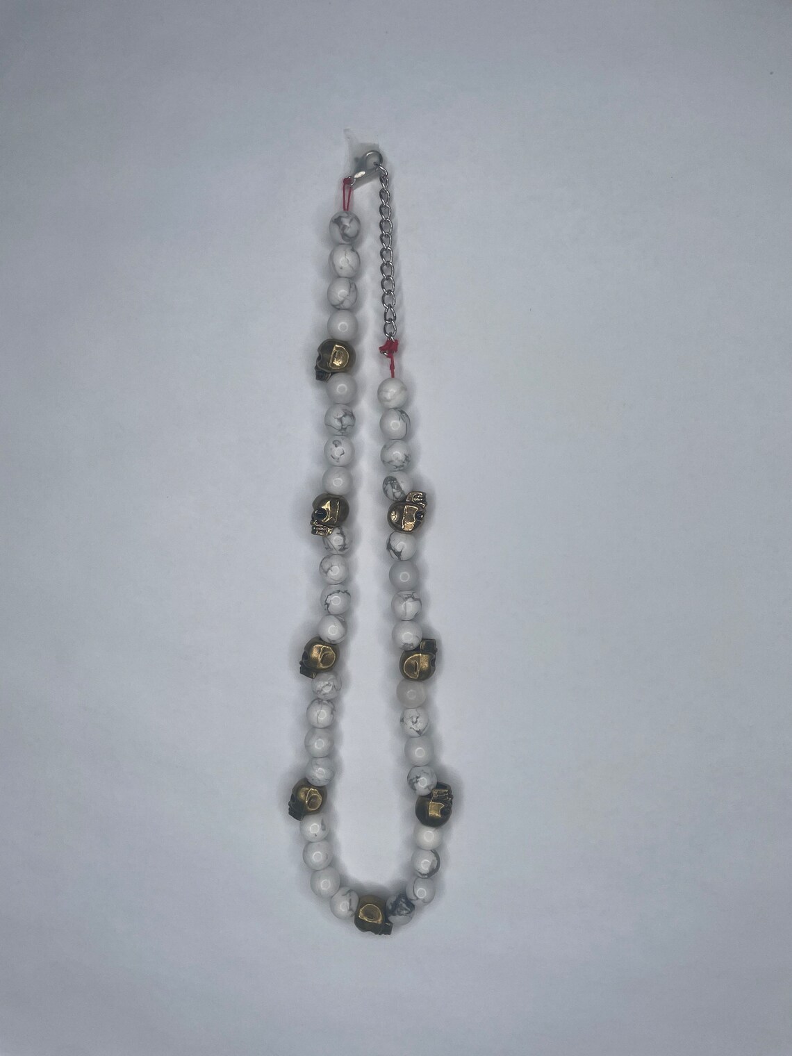 God of War Necklace ~ 8mm Howlite Beads ~ Zinc Alloy Gold Skulls - Etsy