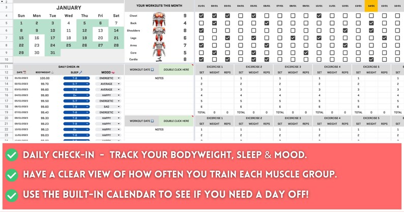 Advanced Workout Tracker | Google Sheets | Gym Progress Tracker | Diet ...